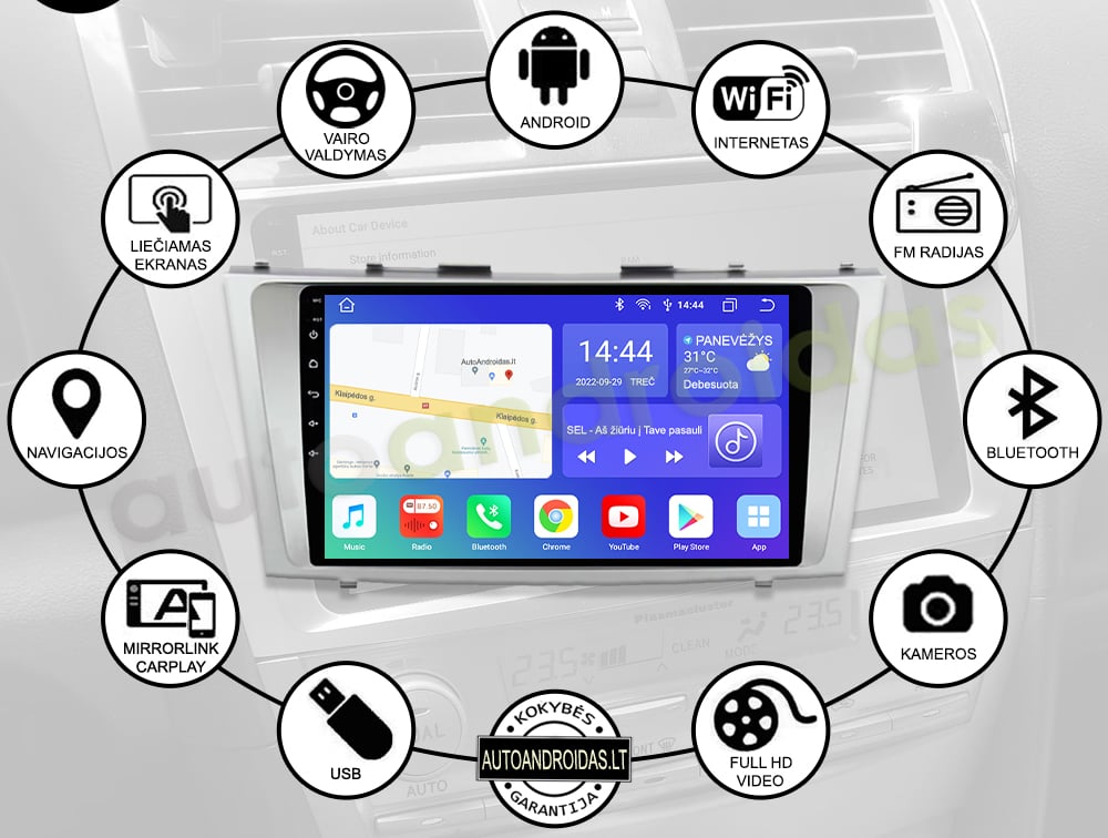 TOYOTA CAMRY ANDROID MULTIMEDIA AUTOMAGNETOLA CARPLAY GPS NAVIGACIJA | ANDROID MULTIMEDIA ...